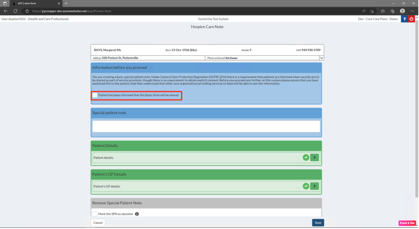 Hospice Care Note User Guide – Help Centre